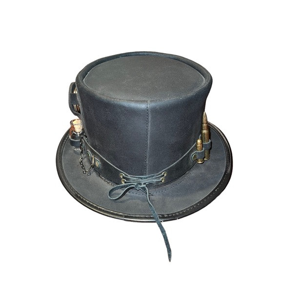 Steampunk | Accessories | Steampunk Hatter Time Port Leather Top Hat ...